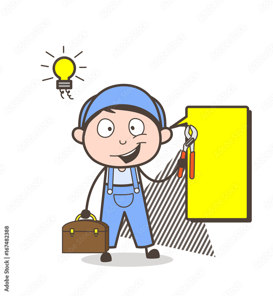 Cartoon Service Boys with Message Banner Vector Stock Vector | Adobe Stock