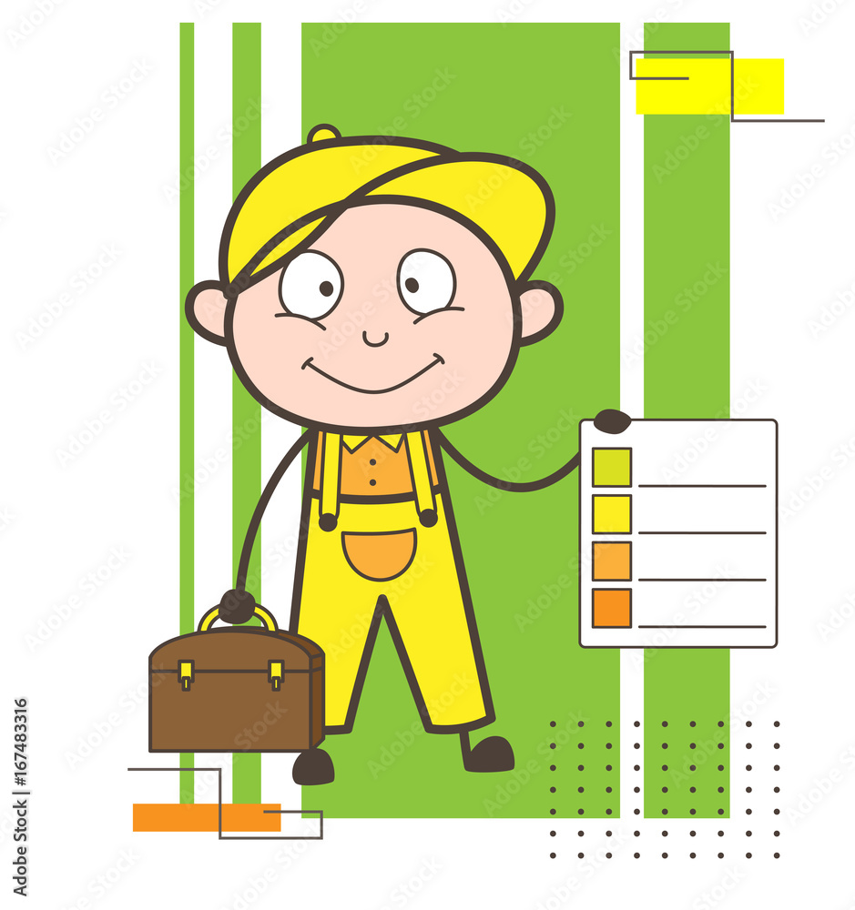 Cartoon Service Man Showing Checklist Vector Stock Vector | Adobe Stock