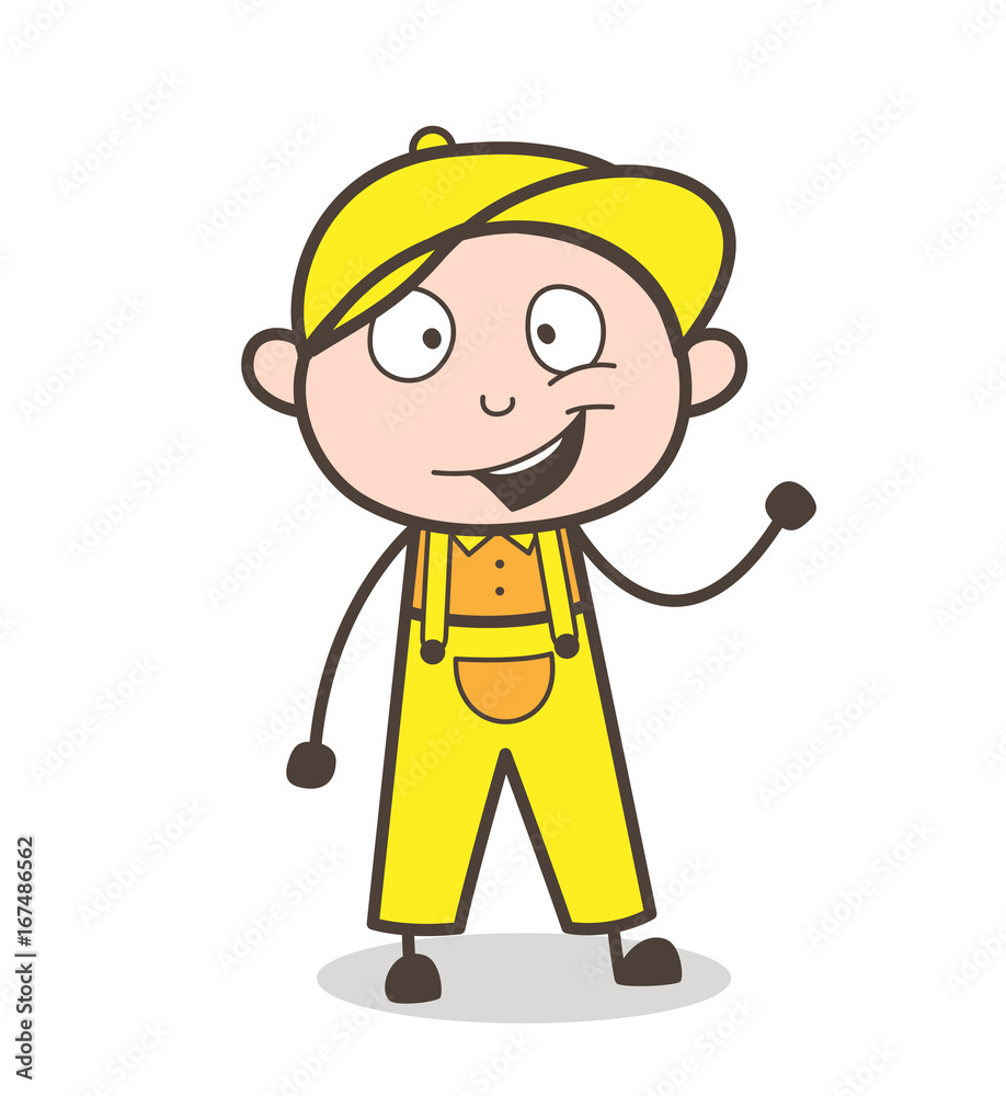 Cartoon Happy Young Worker Boy Expression Vector Illustration Stock ...
