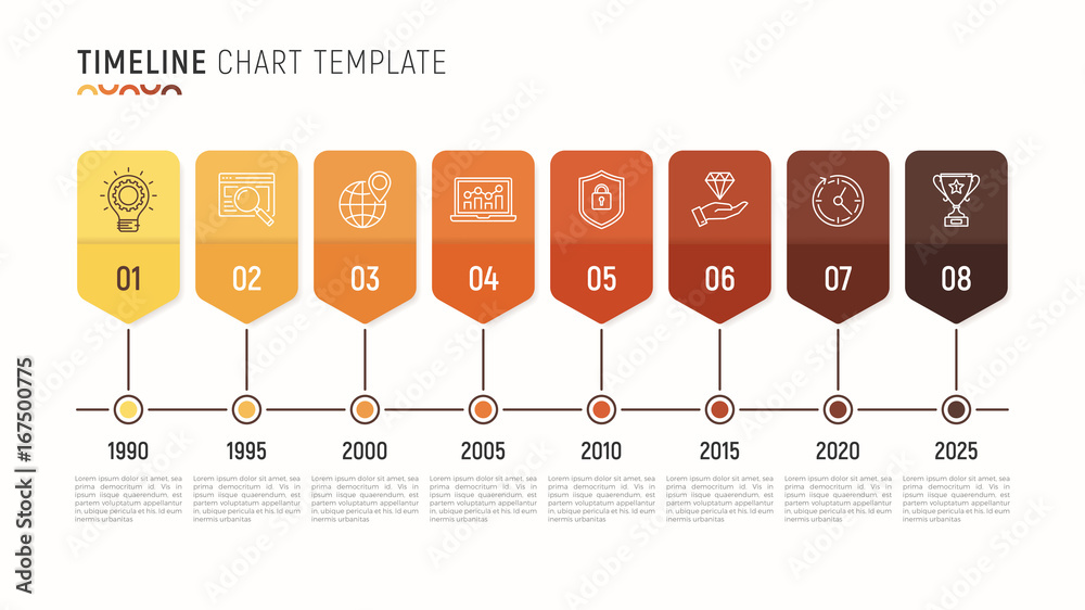 Timeline chart infographic template for data visualization. 8 steps ...