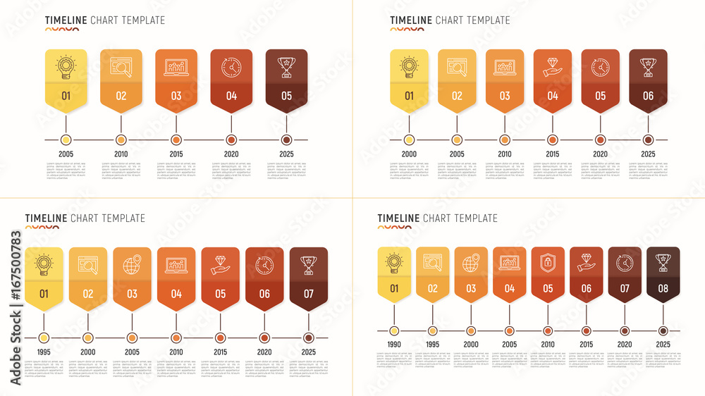 Timeline chart infographic template for data visualization. 5-8 steps ...