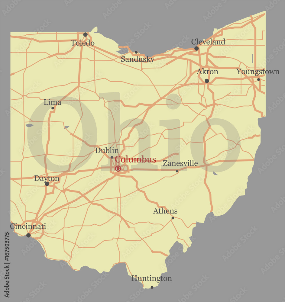 Vetor de Ohio detailed exact detailed vector State Map with Community ...