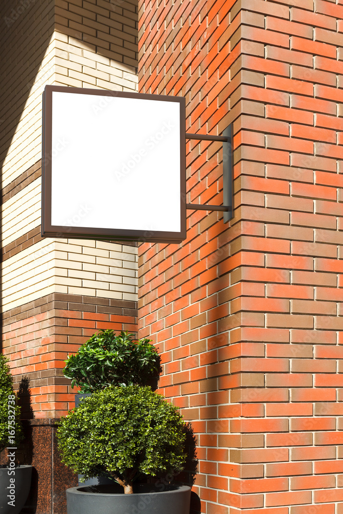 Blank signboard on the wall Stock Illustration | Adobe Stock