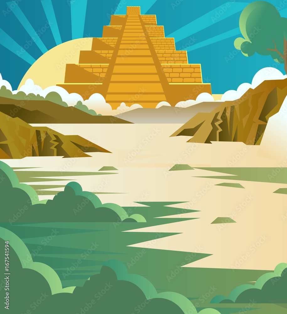 aztec pyramid temple background Stock Vector | Adobe Stock