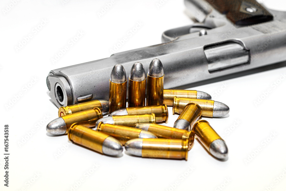 Automatic white gun stainless steel pistol weapon model m1911 with real ...