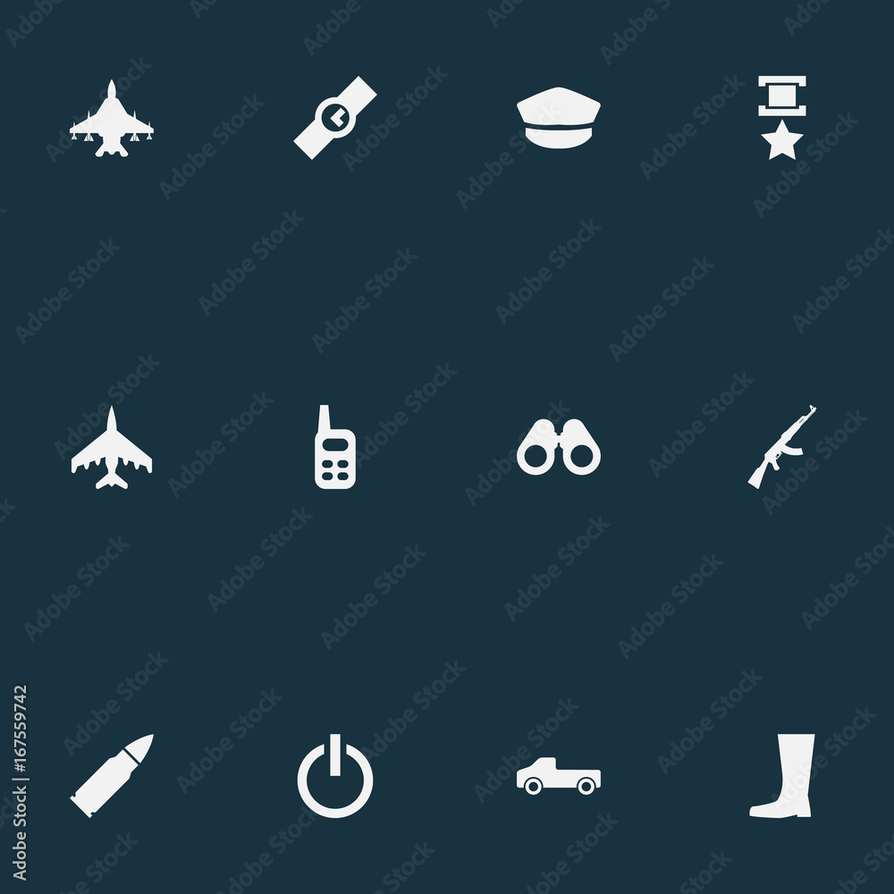 Vector Illustration Set Of Simple Battle Icons. Elements Pursuit Plane ...