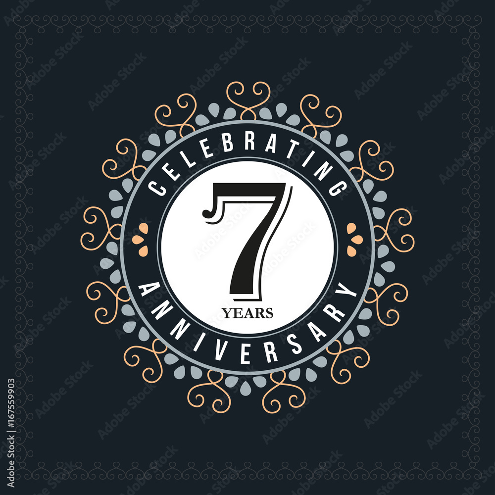 7 years anniversary design template. Vector and illustration ...