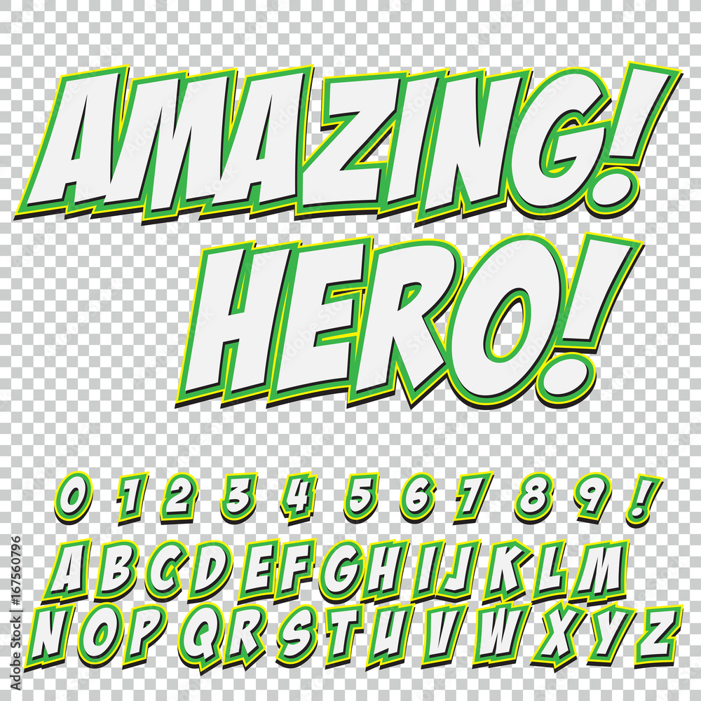 Creative high detail comic font. Alphabet of comics, pop art. Letters ...