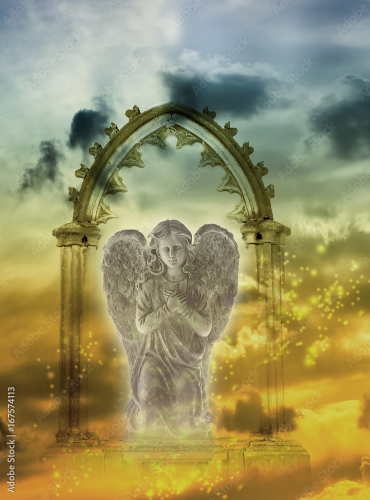 angel archangel Gabriel in divine, angelic, mystical gate like a ...