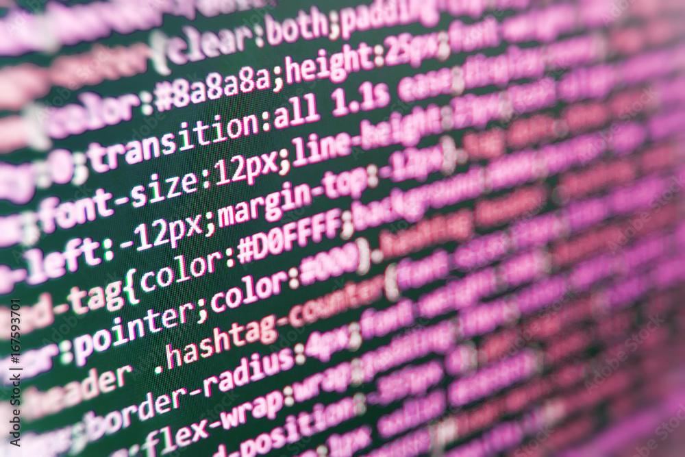 Developer working on websites codes in office. Notebook closeup photo ...