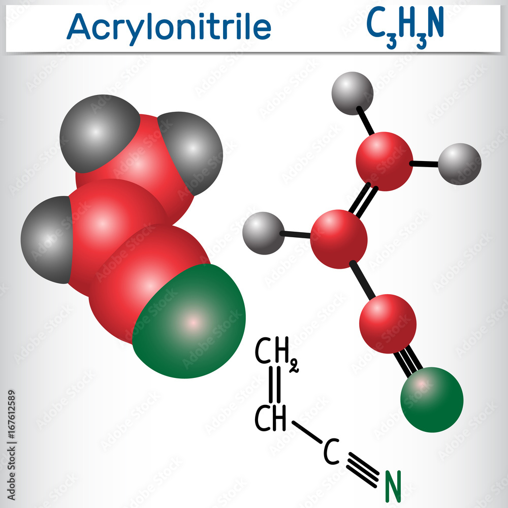 Vettoriale Stock Acrylonitrile molecule - structural chemical formula ...