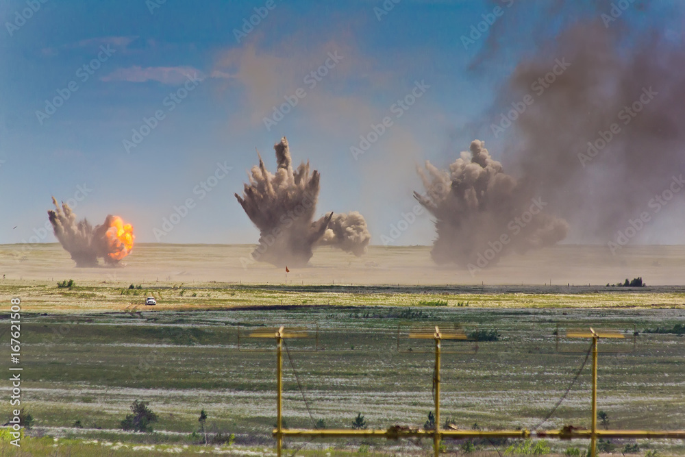 Explosion at a military training ground. Destruction of training ...