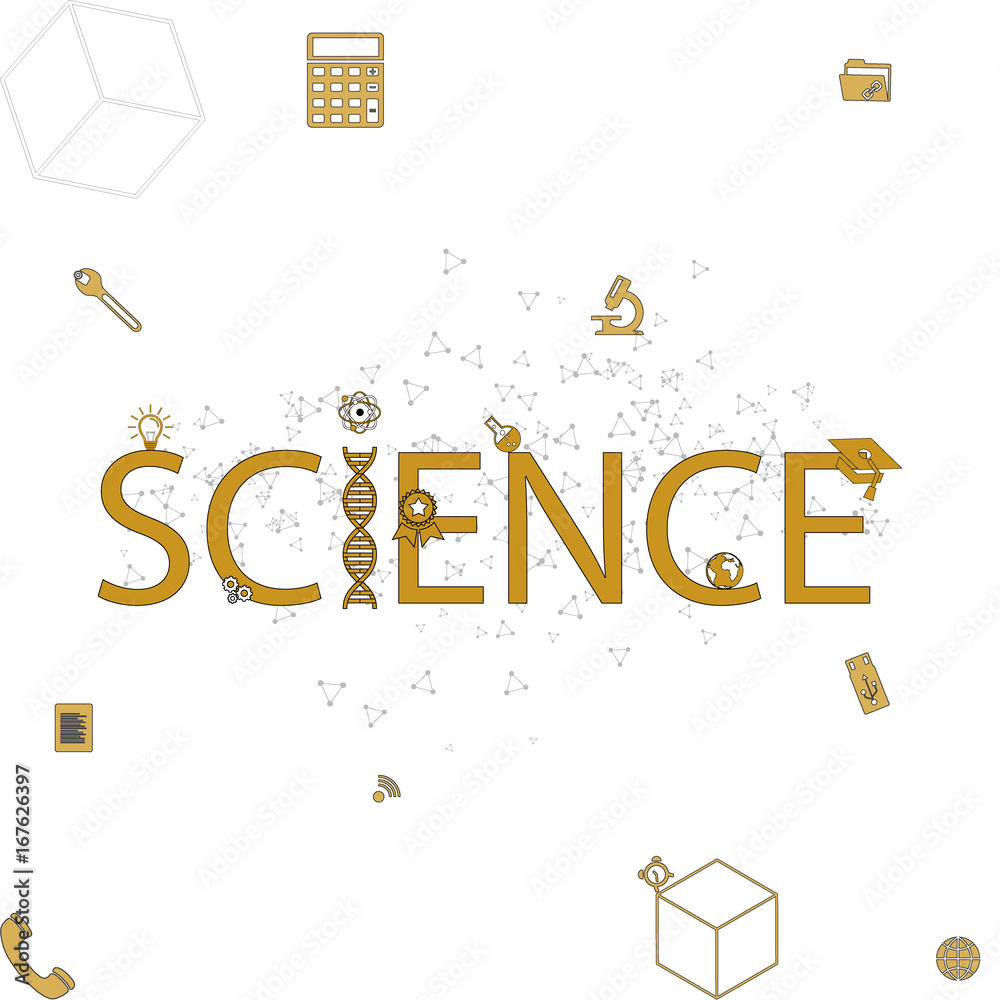 Illustration of SCIENCE word in STEM - science, technology, engineering ...