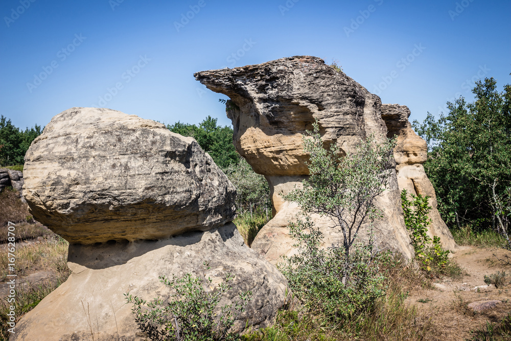 horizontal summer time image of strange and unique shapes of large ...