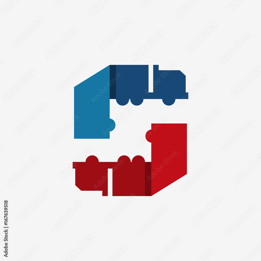 Cargo Truck Vector Icon, Company Logo Symbol of Trailer and Truck ...