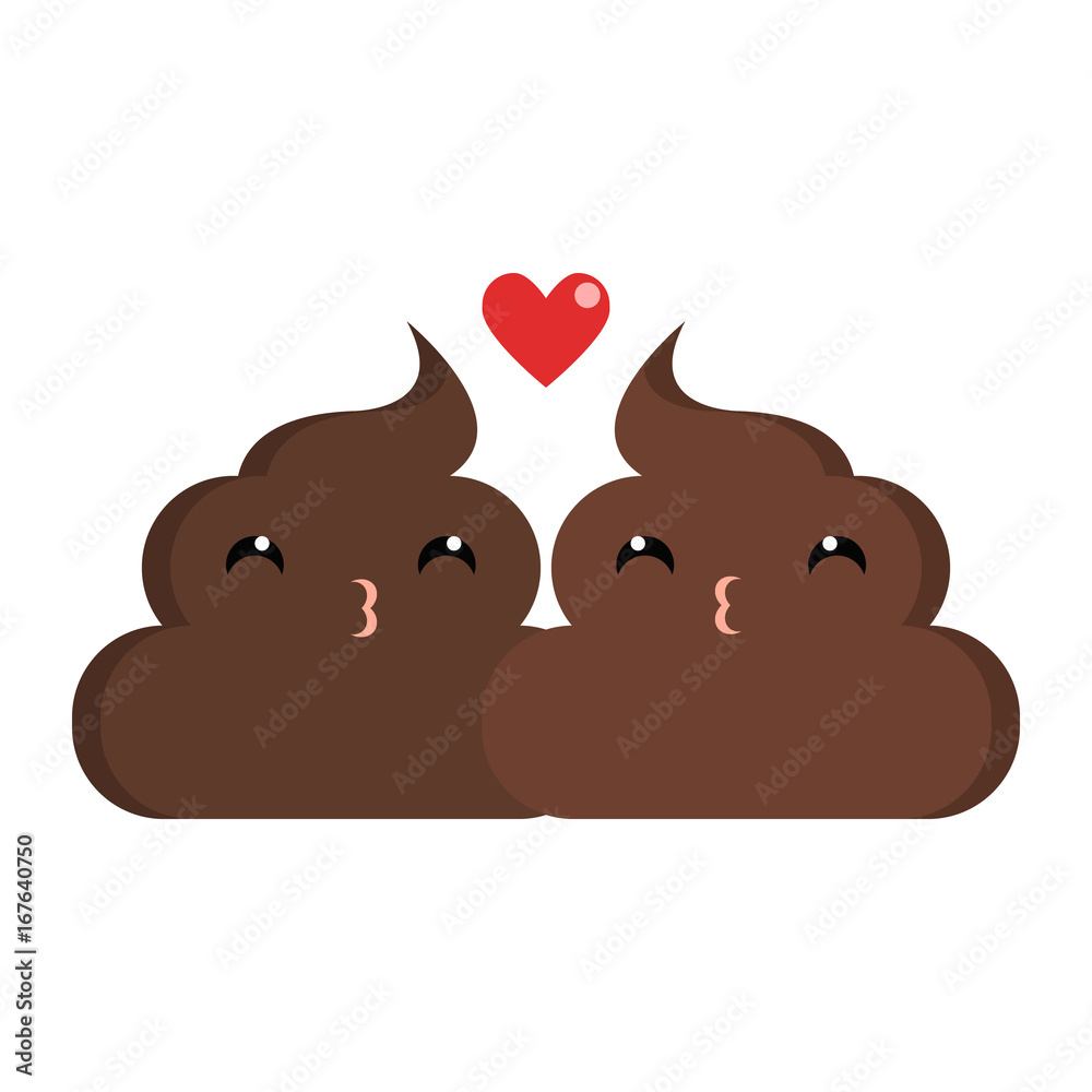 Kiss stinky poop shit emoji flat icon Stock Vector | Adobe Stock