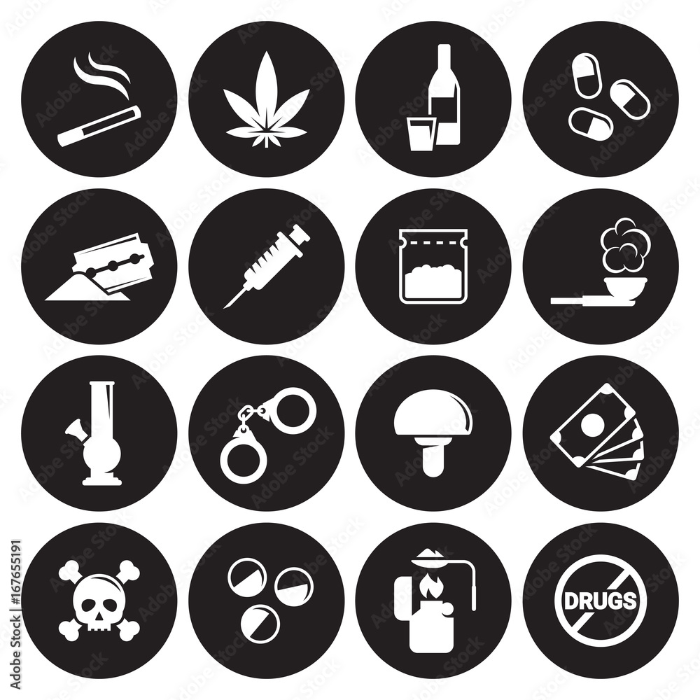 Drug icons, mono vector symbols Stock Vector | Adobe Stock