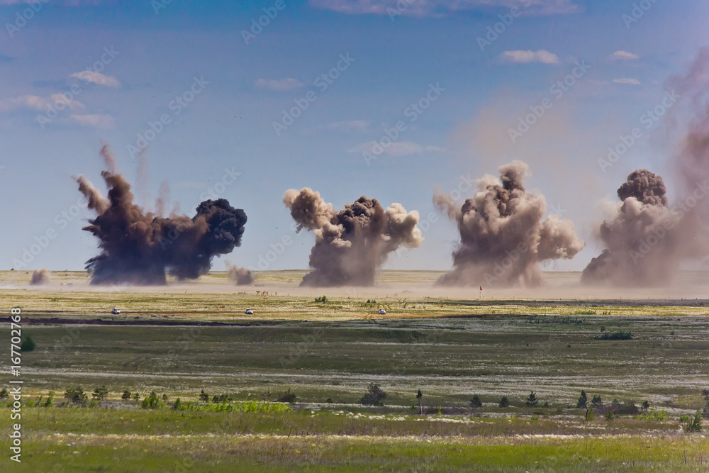 Explosion at a military training ground. Destruction of training ...