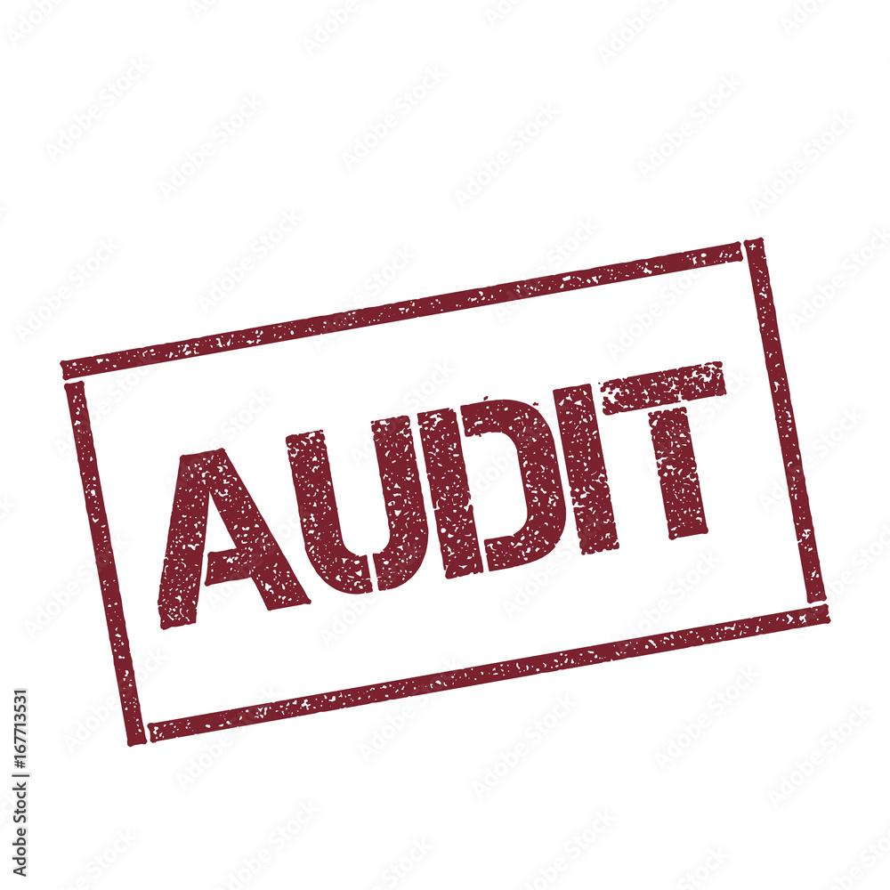 Audit rectangular stamp. Textured red seal with text isolated on white ...