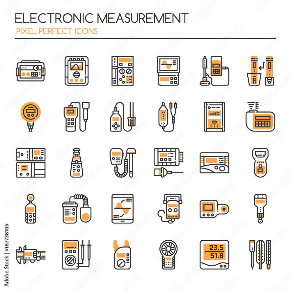 Electronic Measurement Elements , Thin Line and Pixel Perfect Icons ...
