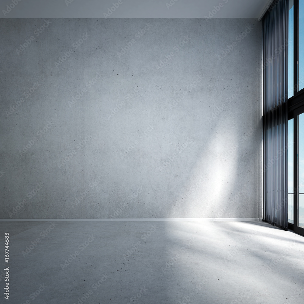 3D rendering interior design scene of minimal empty lounge and living ...