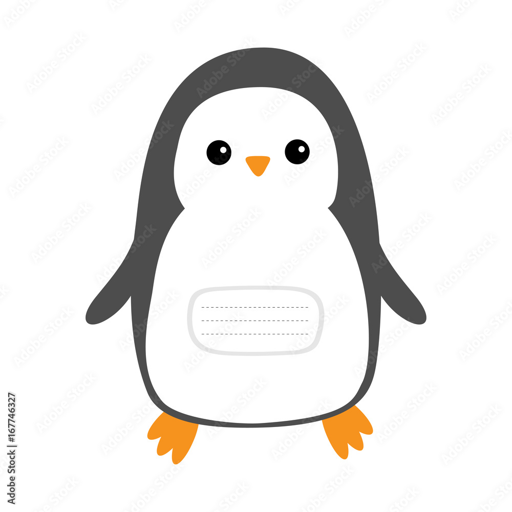 Notebook cover. Penguin. Cute cartoon character. Arctic animal ...