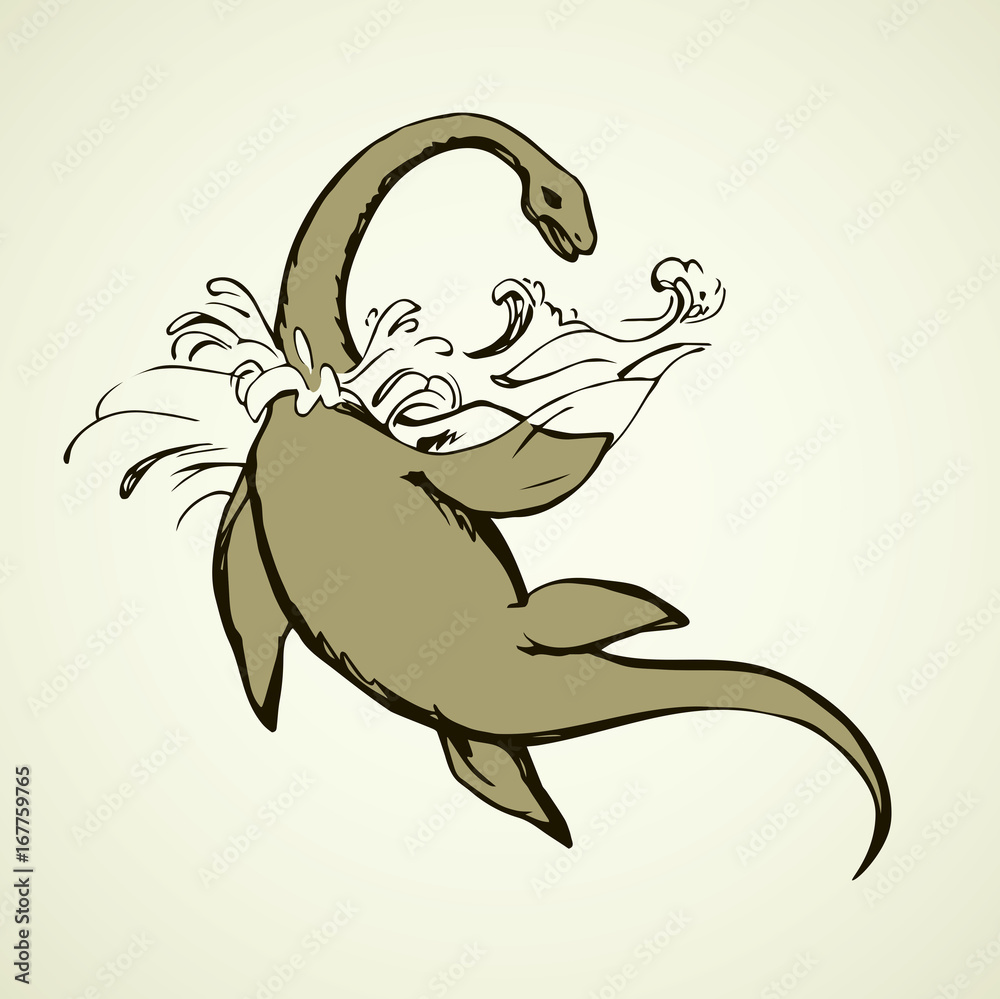 Plesiosaur dinosaur. Vector drawing Stock Vector | Adobe Stock