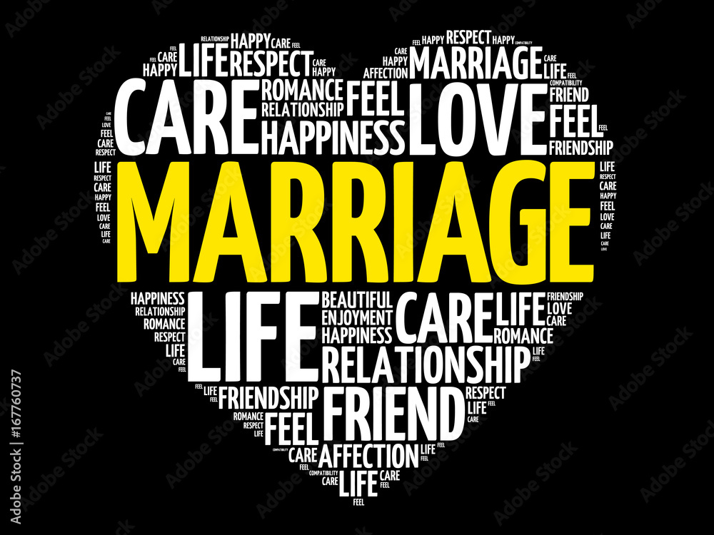 Marriage word cloud collage, heart concept background Stock ...