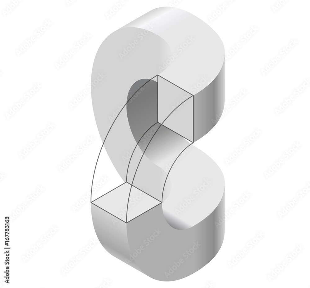 Arched shapes in isometric perspective, isolated on white background ...