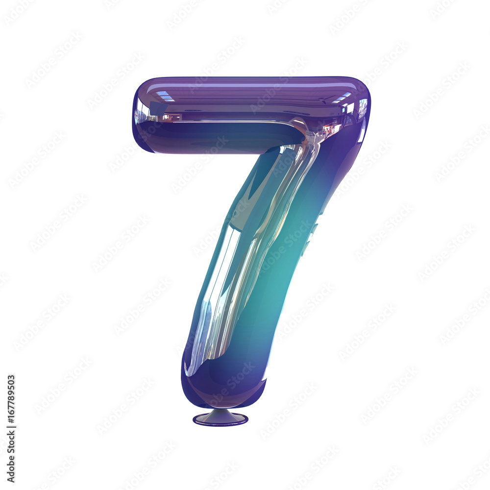 Number 7. Vivid Violet - Blue Balloon font isolated on White Background ...