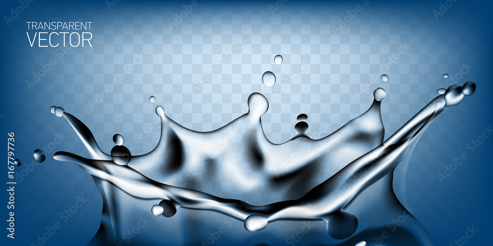 Transparent vector water splash isolated on dark blue background Stock ...
