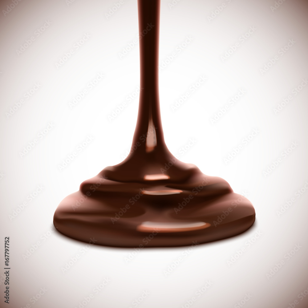 melted chocolate pouring on white background vector isolated ...