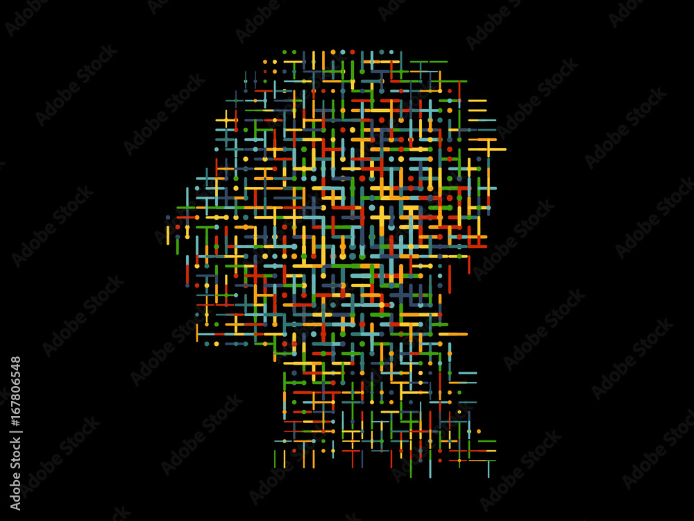 Generative human head shape background. Vector illustration. Concept of ...