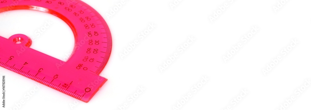 Pink protractor for measuring angle isolated on white background Stock ...