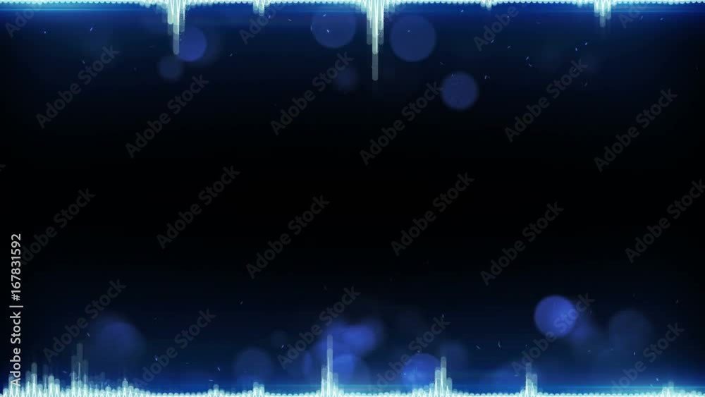 Blue audio waveform and free space. Computer generated seamless loop ...