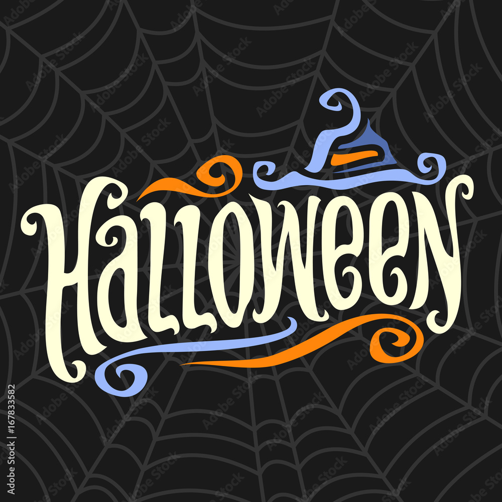 Vector poster for Halloween: decorative handwritten font for word ...