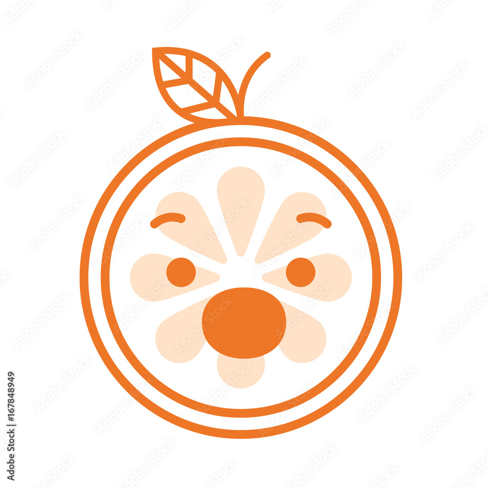 Scream emoji. Screaming orange fruit emoji. Vector flat design emoticon ...