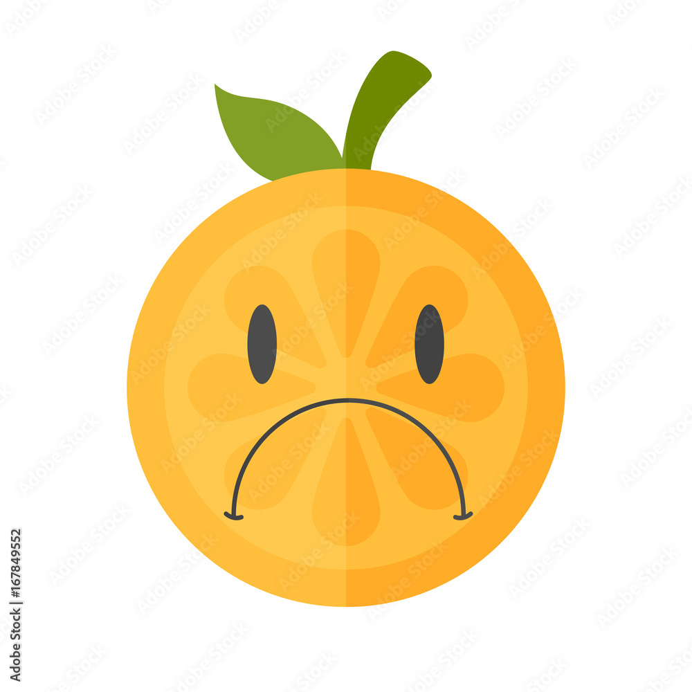 Sad emoji. Sad despondent orange fruit emoji feeling like crying ...