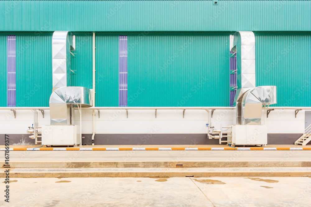 air-cooled chillers and piping system in new building factory rooftop ...