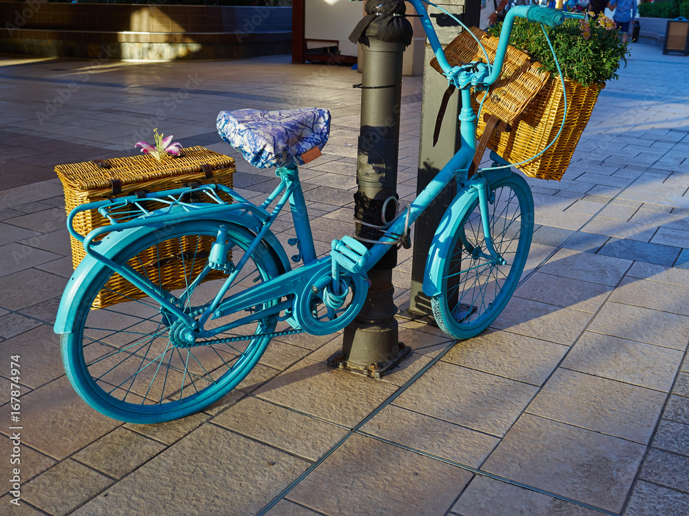 Vintage Classical Blue Bicycle Stock Photo | Adobe Stock