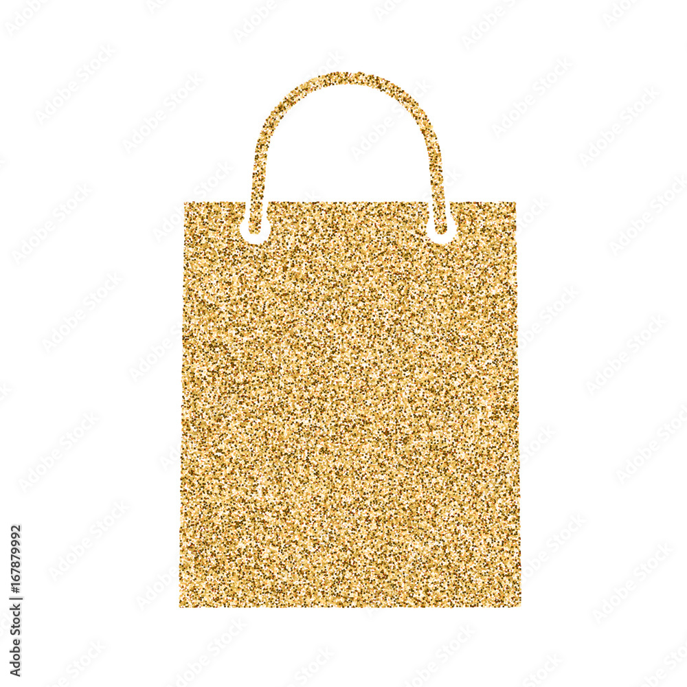 Shopping bag icon with glitter effect, isolated on white background ...