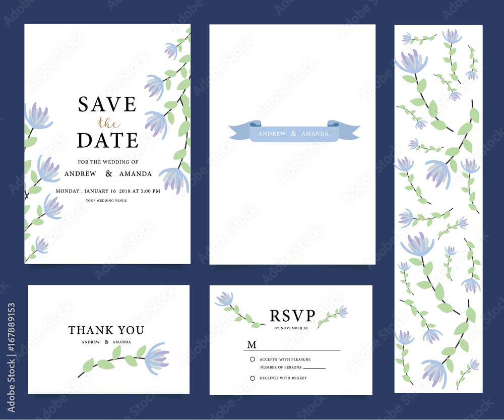 wedding invitation card template set with text Stock Vector | Adobe Stock