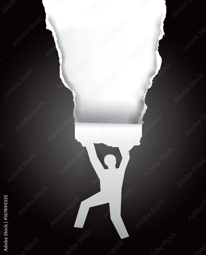 Male Silhouettte Ripping black Paper. Male silhouette ripped black ...