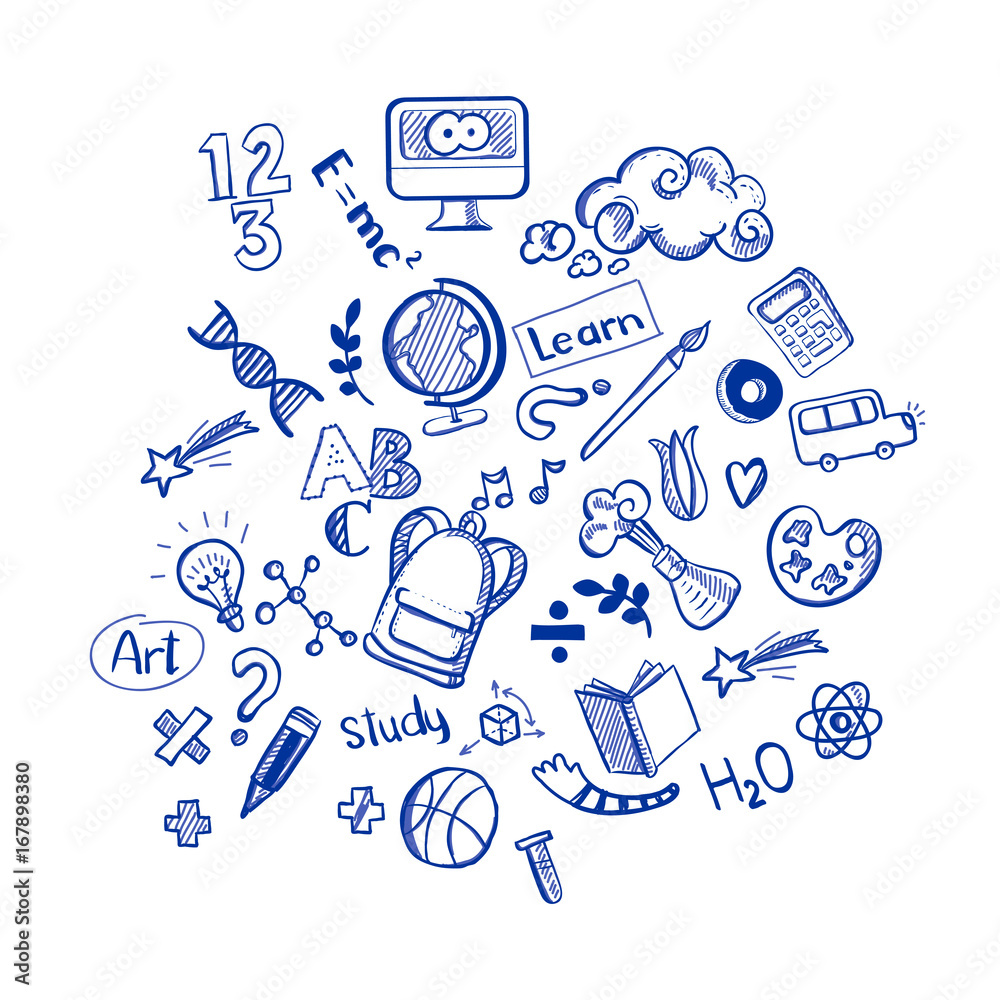 Vector Illustration of education flat icons. Vector sketch illustration ...