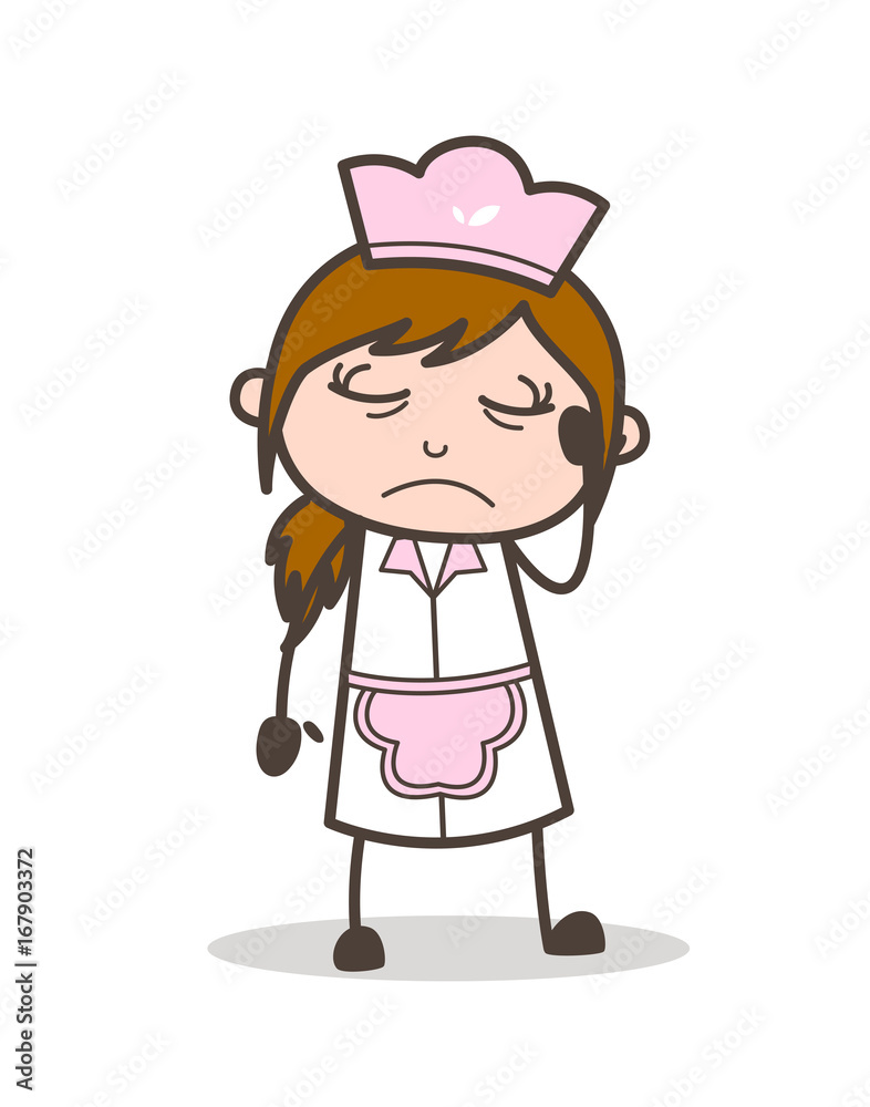 Cartoon Sad Waitress Face Vector Illustration Stock Vector | Adobe Stock