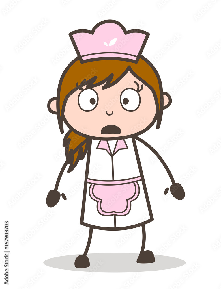 Cartoon Waitress Scared Face Vector Illustration Stock Vector | Adobe Stock