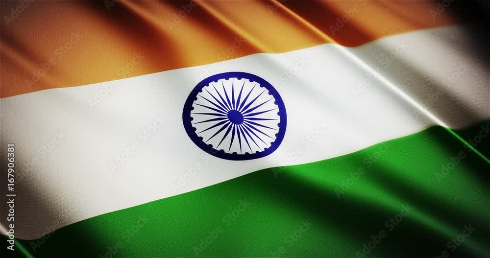 India realistic national flag seamless looping waving animation Stock ...