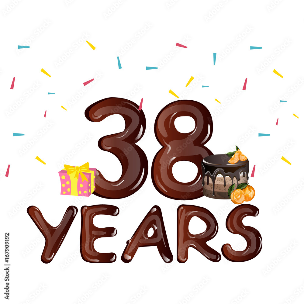 38 Years Birthday Celebration greeting card Stock Vector | Adobe Stock