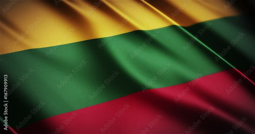 Lithuania realistic national flag seamless looping waving animation ...
