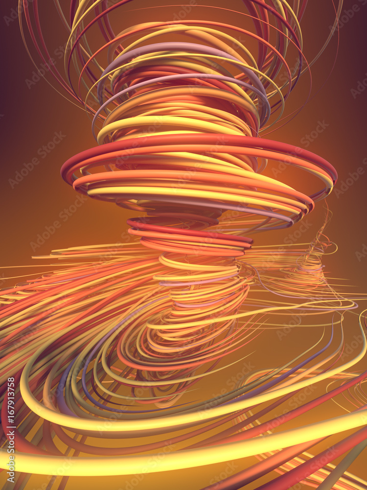 Interlacing abstract red and orange curves. 3D rendering Stock Photo ...